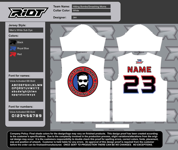 Riot hitting bombs Semi Dye Shirt with Custom Back – Riot Sports Gear