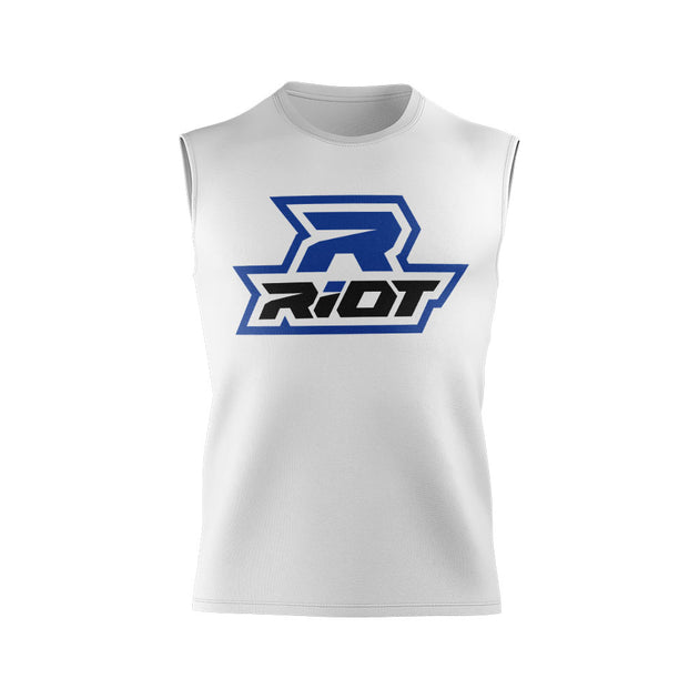 White Sleeveless Shirt with Riot Logo (Choose your logo color) – Riot ...