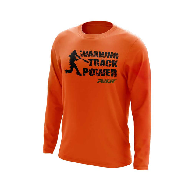 Neon Orange Long Sleeve with Warning Track Power Riot Logo – Riot ...