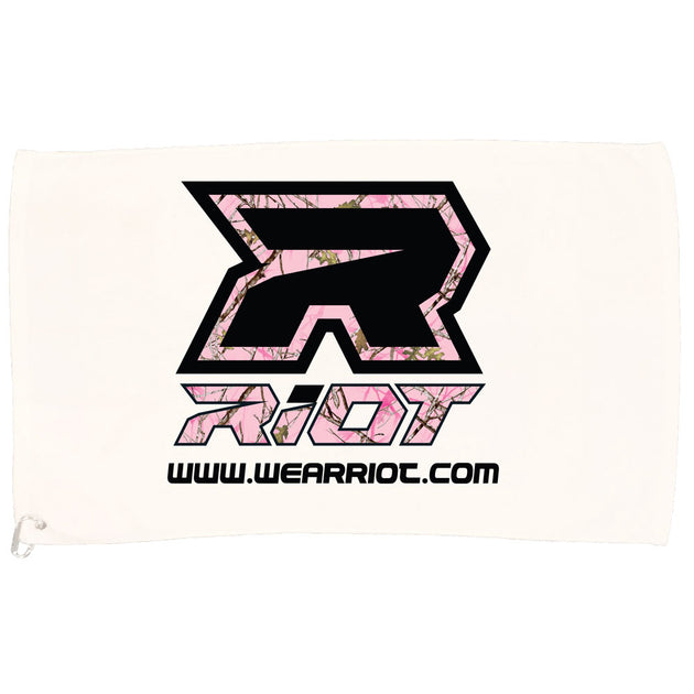 White Game Towel with Woodland Camo Pink Riot Logo – Riot Sports Gear